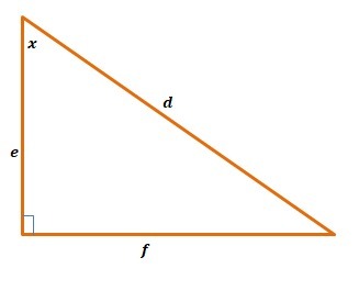 A right triangle has side lengths d , e , and f as shown below. Use ...